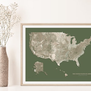 United States Hydrological Map (green), Map of US Rivers and Lakes ...