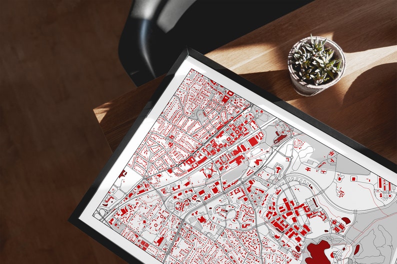 North Carolina State University NCSU Map Print Raleigh NC | Etsy