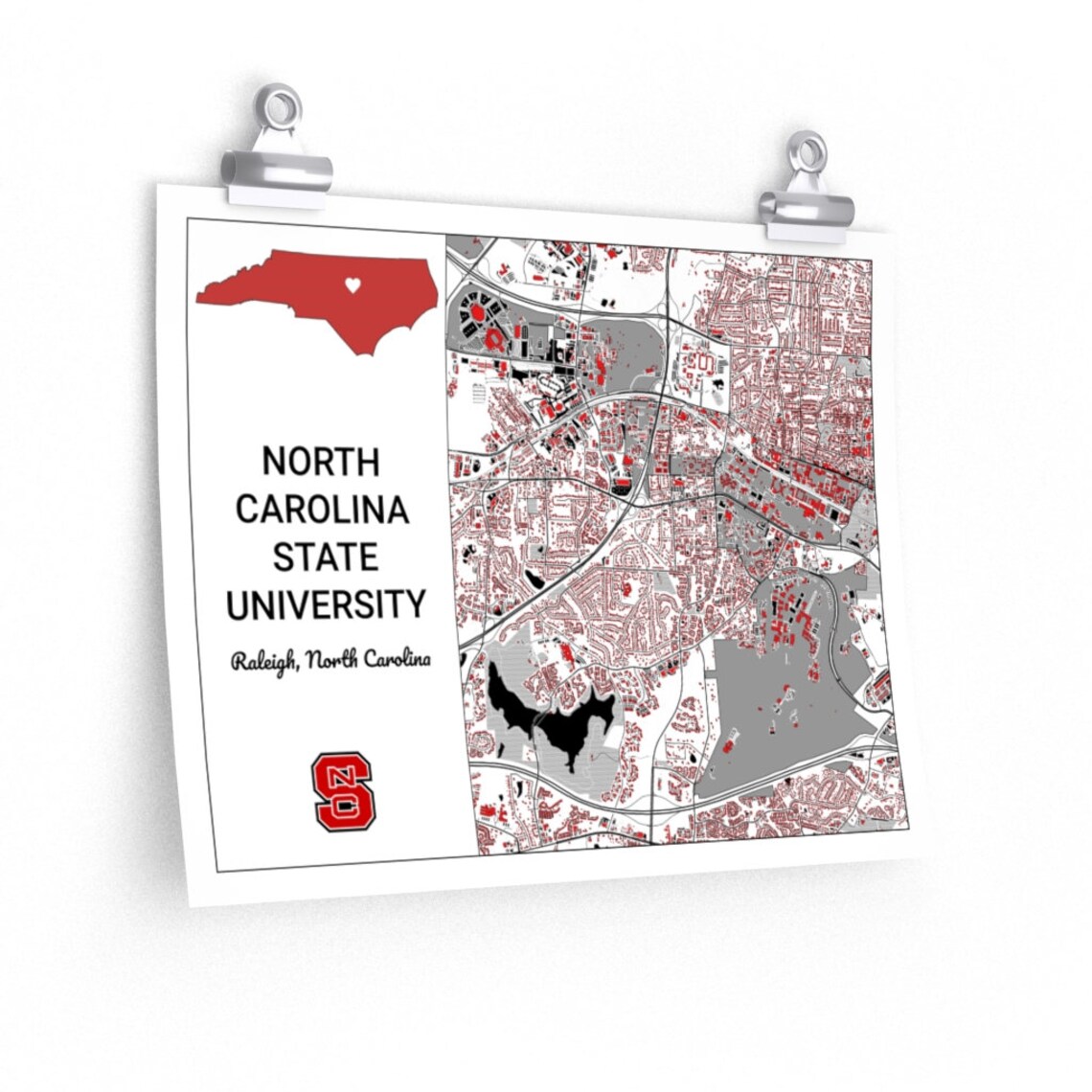 North Carolina State University NCSU Campus Map Print / NCSU | Etsy