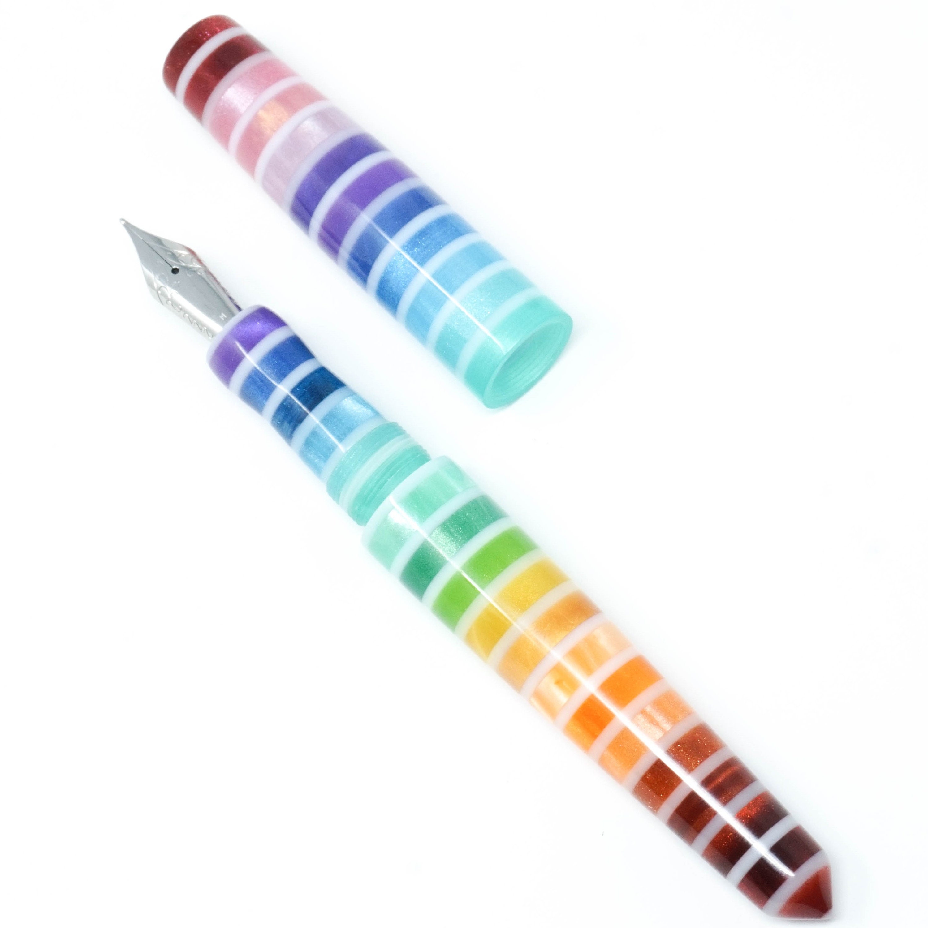 Jewel Tone White Glenwood Rainbow Loft Bespoke Fountain Pen Jowo/bock ...