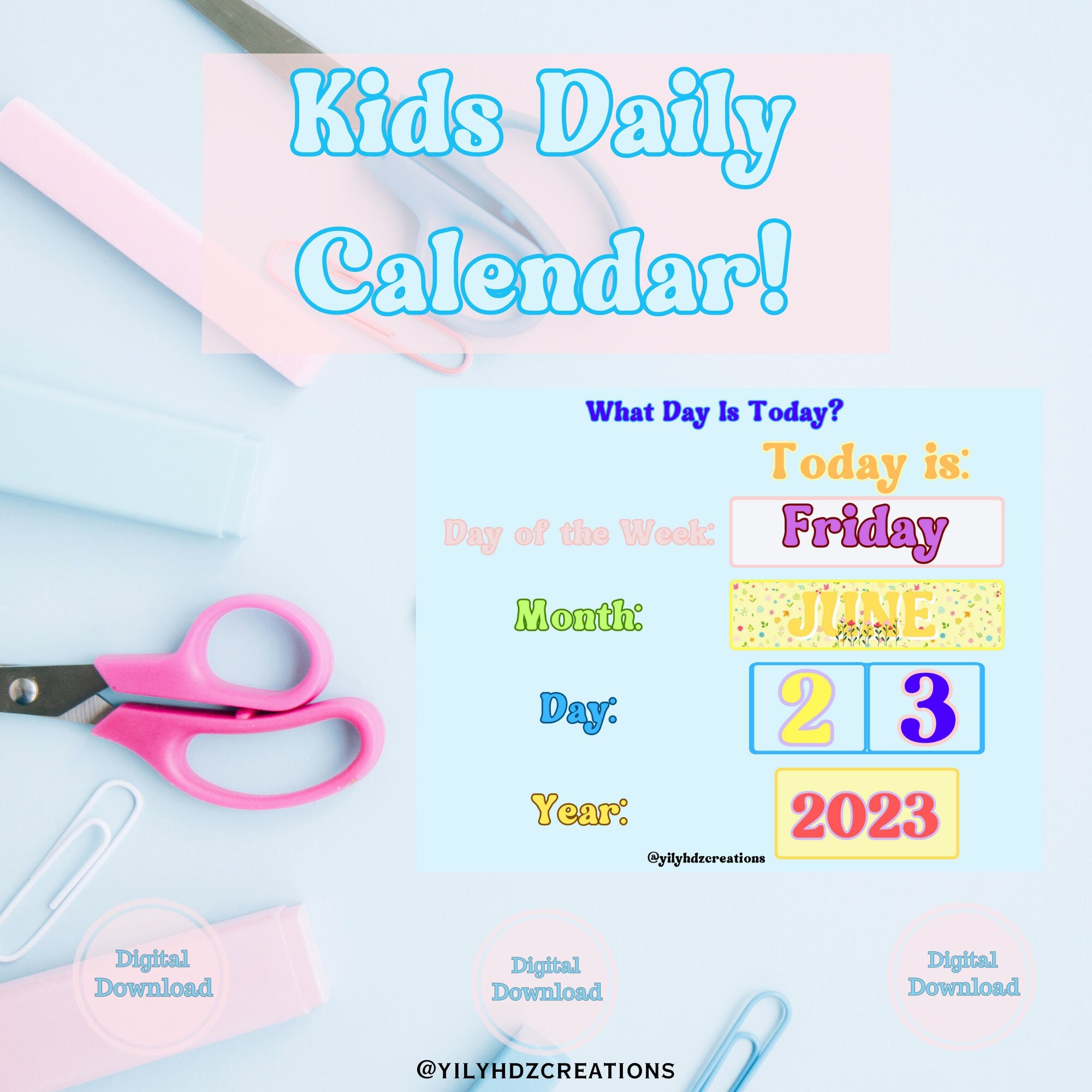 Kids Daily Calendar Kids Morning Board Preschool Morning Board ...