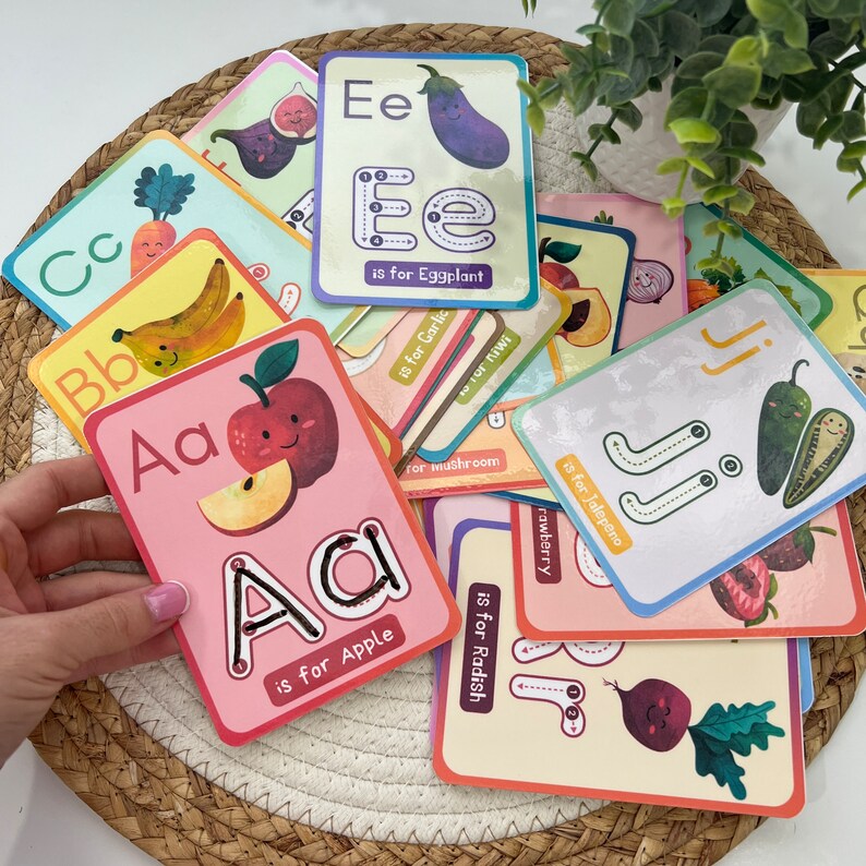 Alphabet Tracing Cards, Alphabet Tracing Worksheets, Fruits and ...