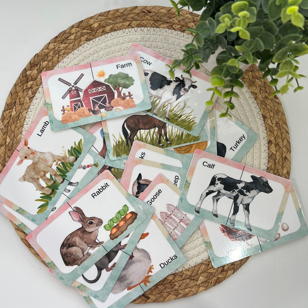 Farm Animals Puzzle, Farm Animal Matching Cards, Farm Animal Theme ...
