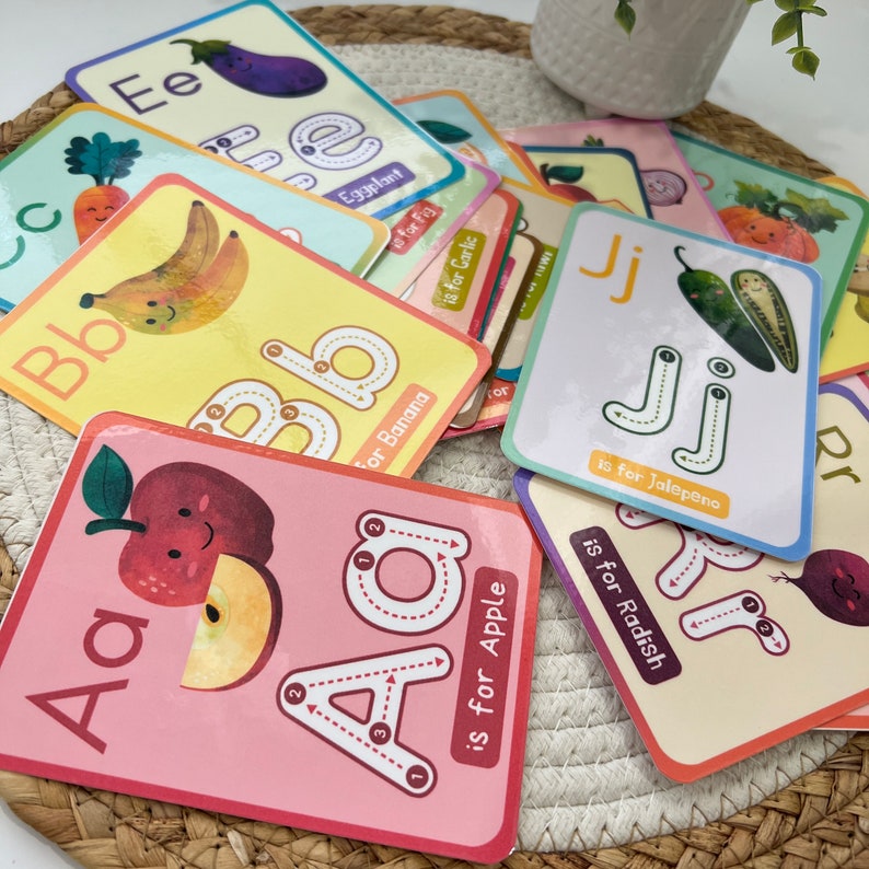 Alphabet Tracing Cards, Alphabet Tracing Worksheets, Fruits and ...