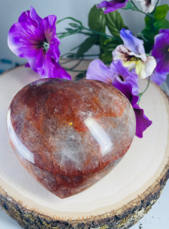 Home Décor Harlequin Red Grey Heart shaped Crystal Gemstone Quartz ...