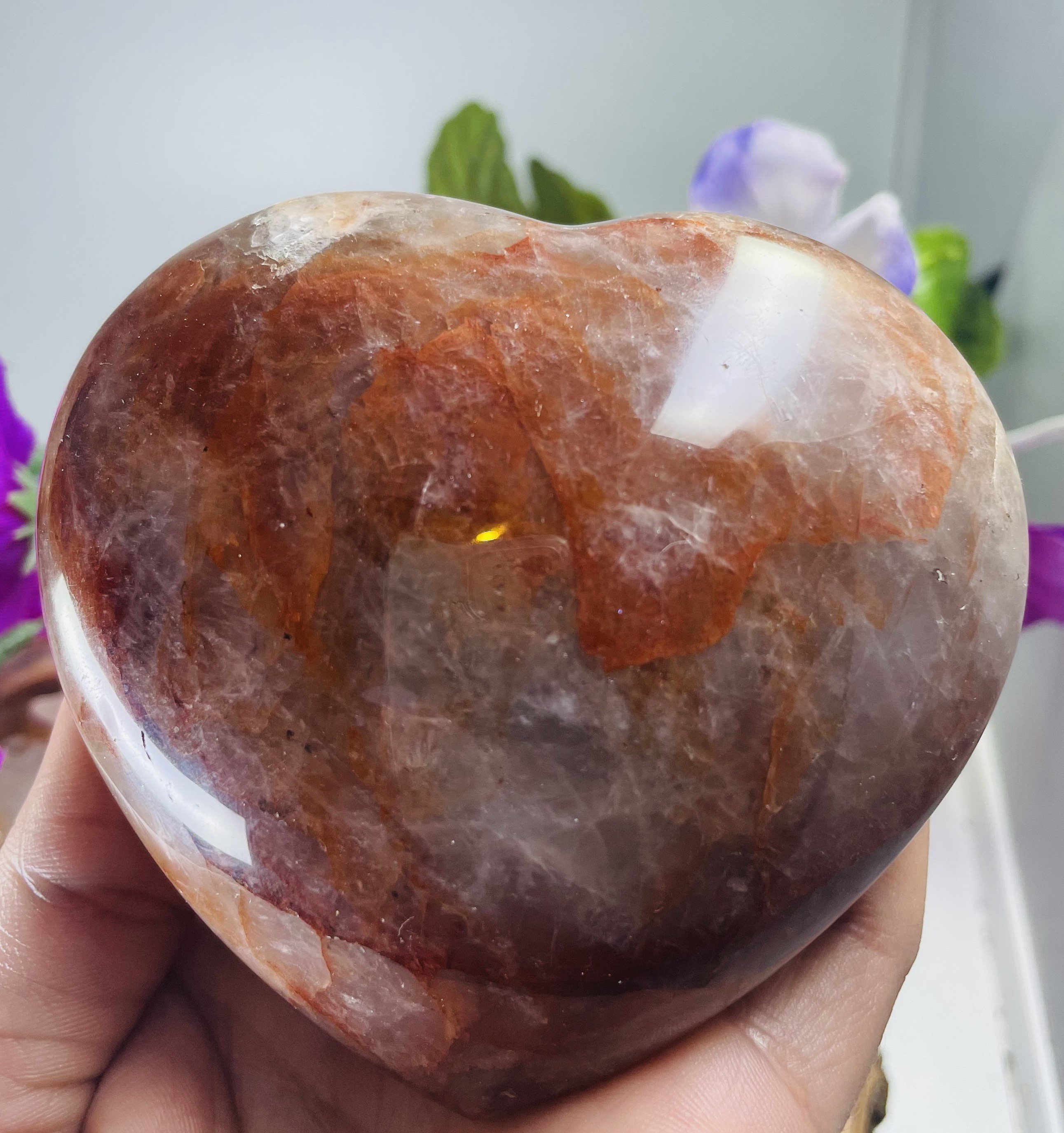 Home Décor Harlequin Red Grey Heart shaped Crystal Gemstone Quartz ...