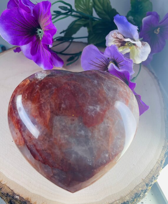 Home Décor Harlequin Red Grey Heart shaped Crystal Gemstone Quartz ...