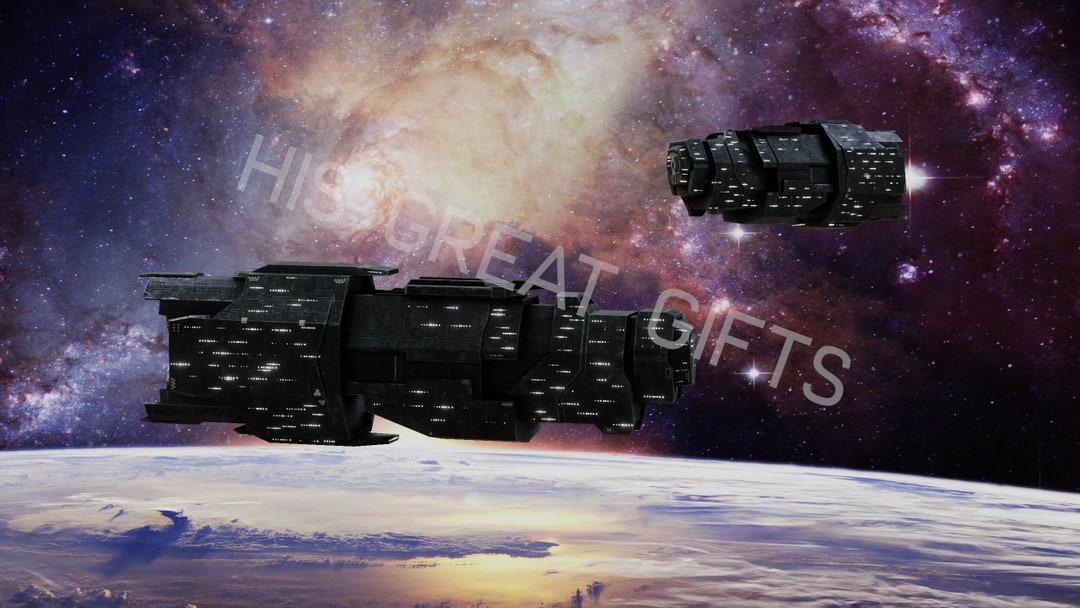 Halo Inspired Spaceship Art - UNSC Marathon Cruisers on Patrol - Etsy