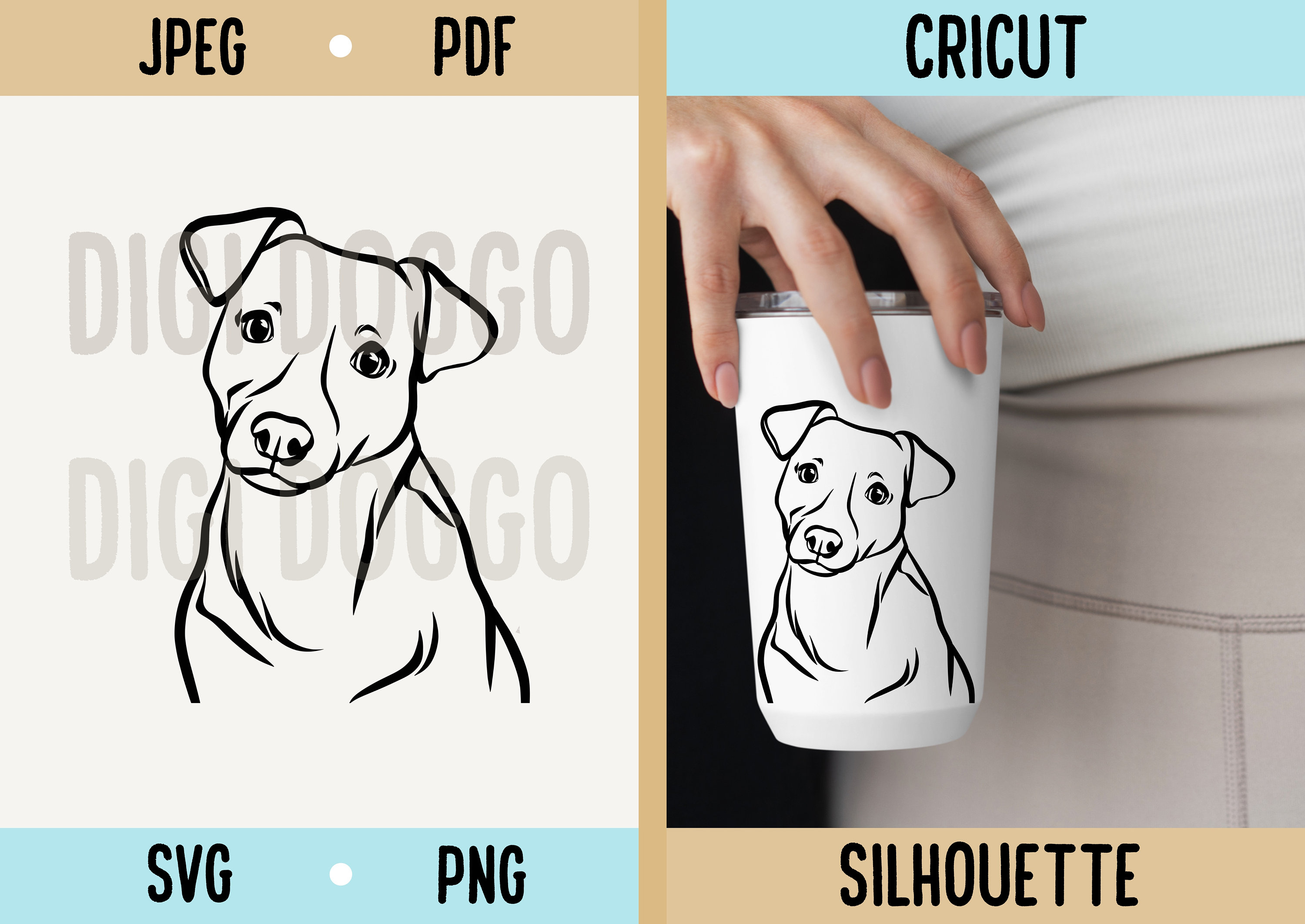Jack Russell Terrier Outline SVG: Dog Breed Vector Art (digital ...