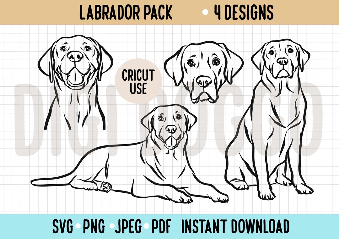 Labrador Outline SVG: Dog Line Art, Cricut Cut File (digital Download ...