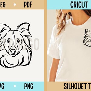 Collie Face Outline SVG (png, Pdf, Jpeg, Vector File Digital Download ...