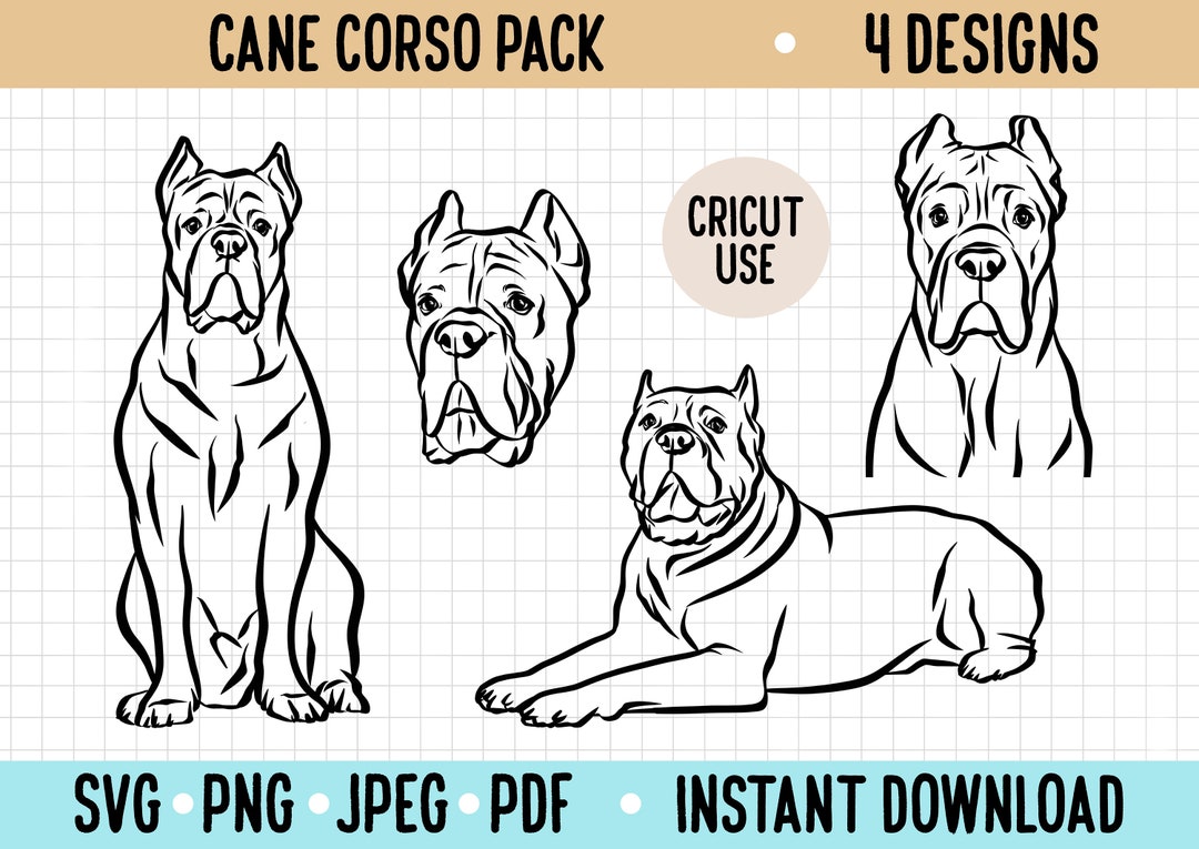 Cane Corso Outline SVG/ Cute Dog Line Drawing Vector File/ Cricut ...