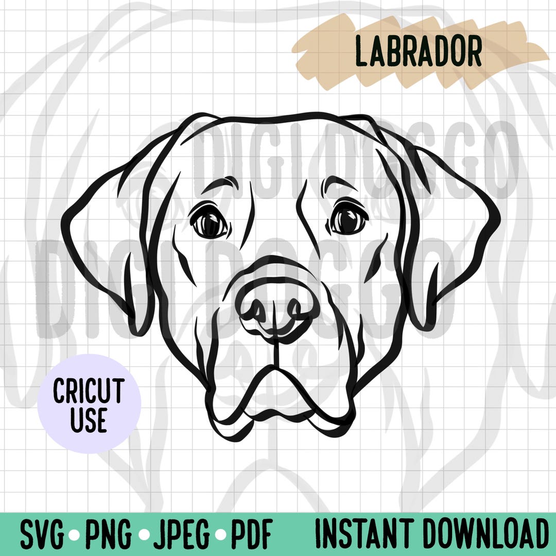 Labrador Outline SVG/ Labrador Face Line Art Vector File/ Dog Breed ...