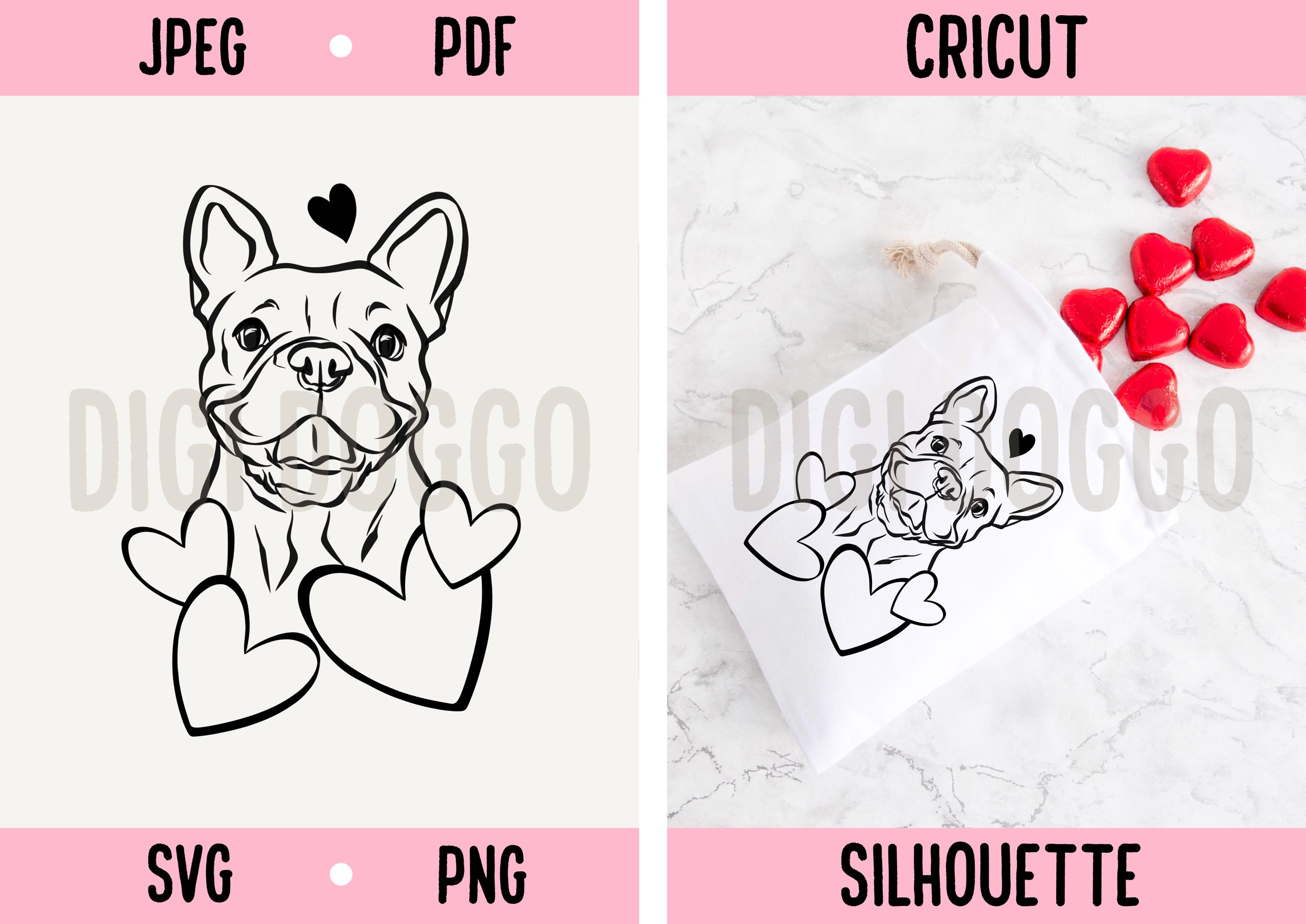 French Bulldog Love Outline SVG Valentines Dog Line Portrait Frenchie ...