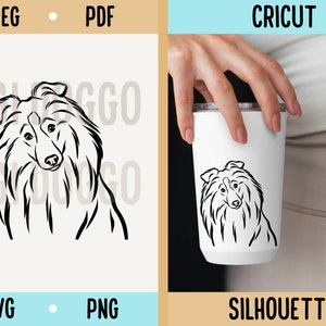 Sheltie Outline SVG/ Cute Sheltie Dog Breed Vector Graphic Illustration ...