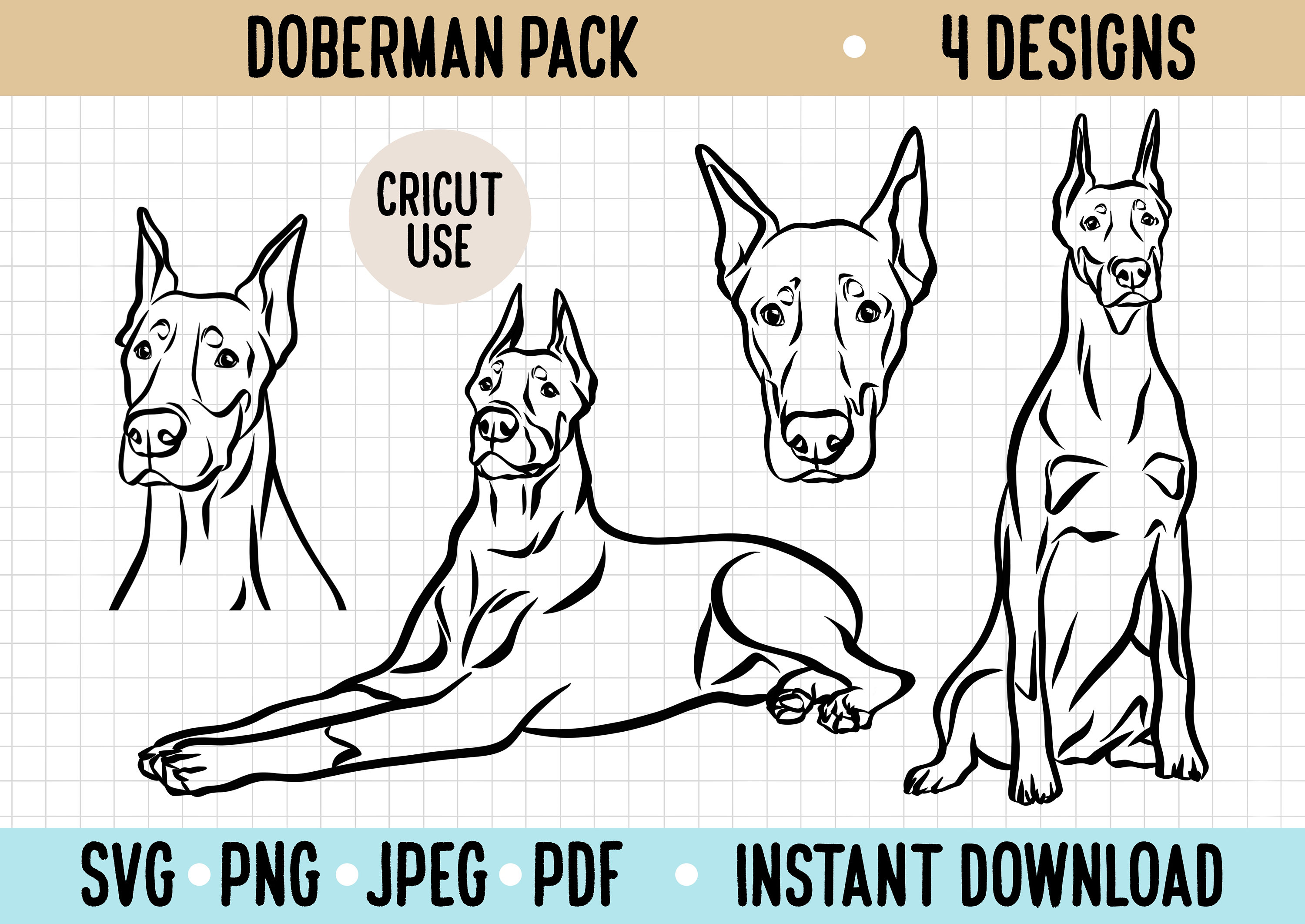Doberman Dog Outline SVG/ Dog Breed Digital Download PNG/ - Etsy UK