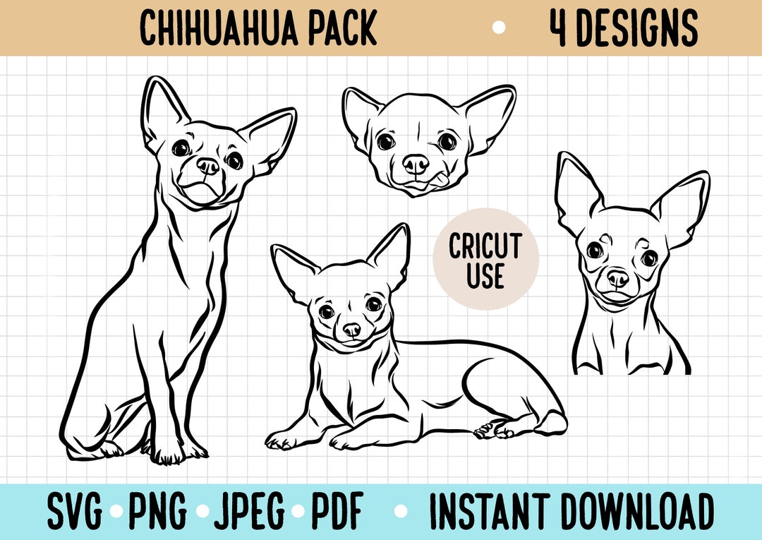 Chihuahua Outline SVG/ Cute Chihuahua Dog Vector Graphic Illustration ...