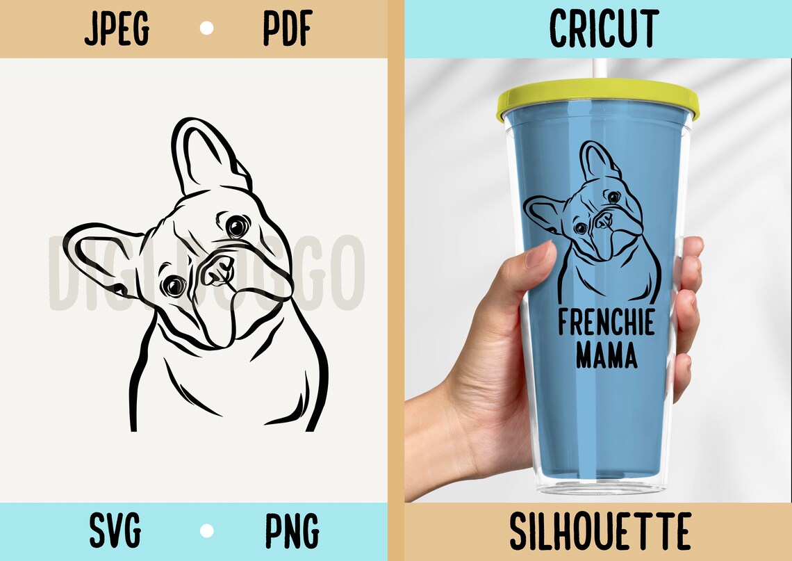 French Bulldog Line Art SVG Bundle: Frenchie Vector Graphics (digital ...