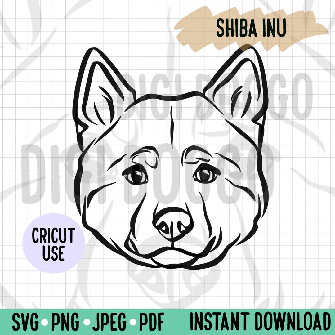 Shiba Inu Outline Svg/cute Shiba Face Line Art Vector/dog Breed Digital ...