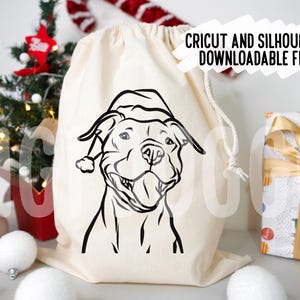 Pitbull Christmas Dog Svg/bully Dog Breed Line Portrait Drawing/pittie ...