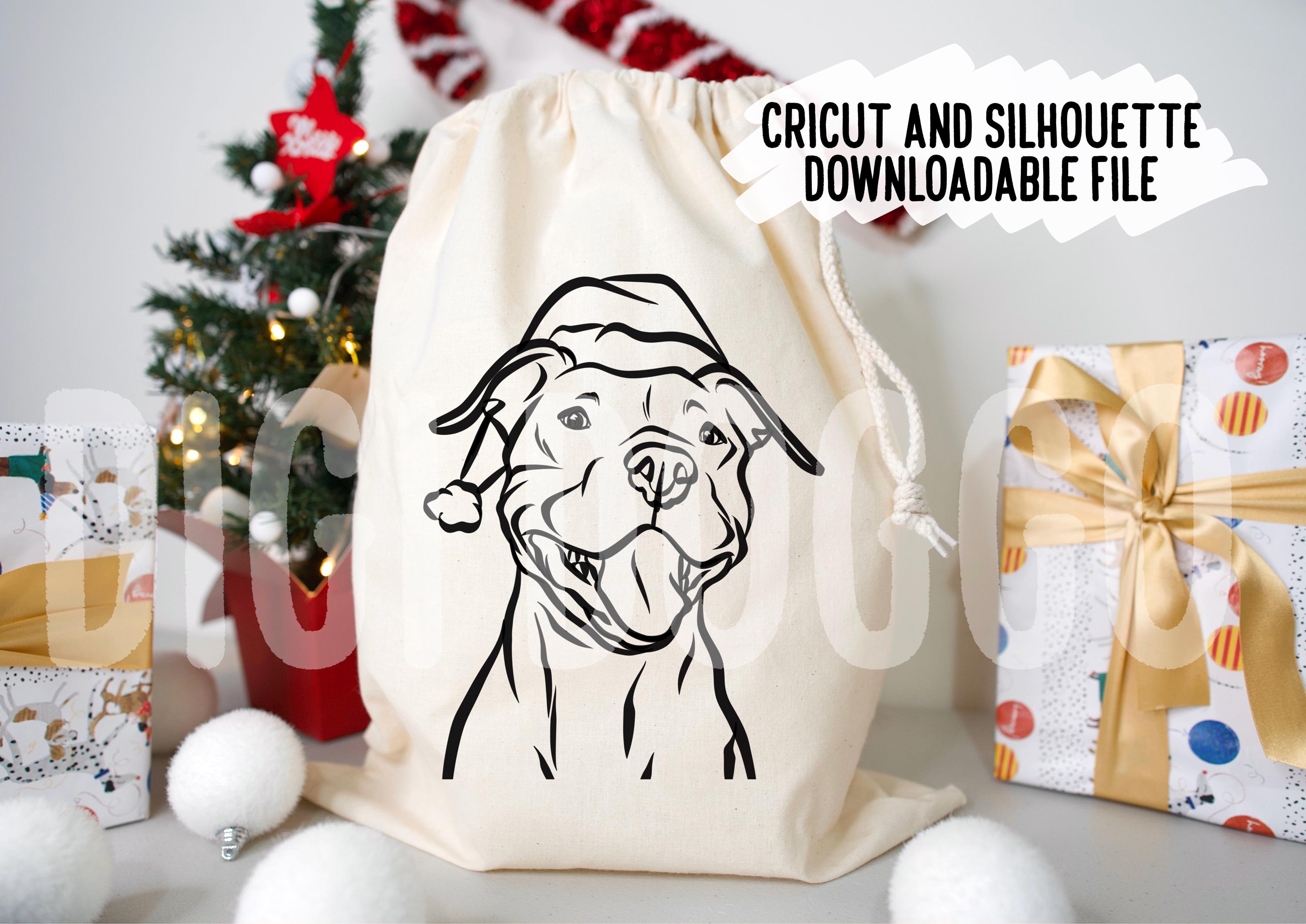 Pitbull Christmas Dog Svg/bully Dog Breed Line Portrait Drawing/pittie ...
