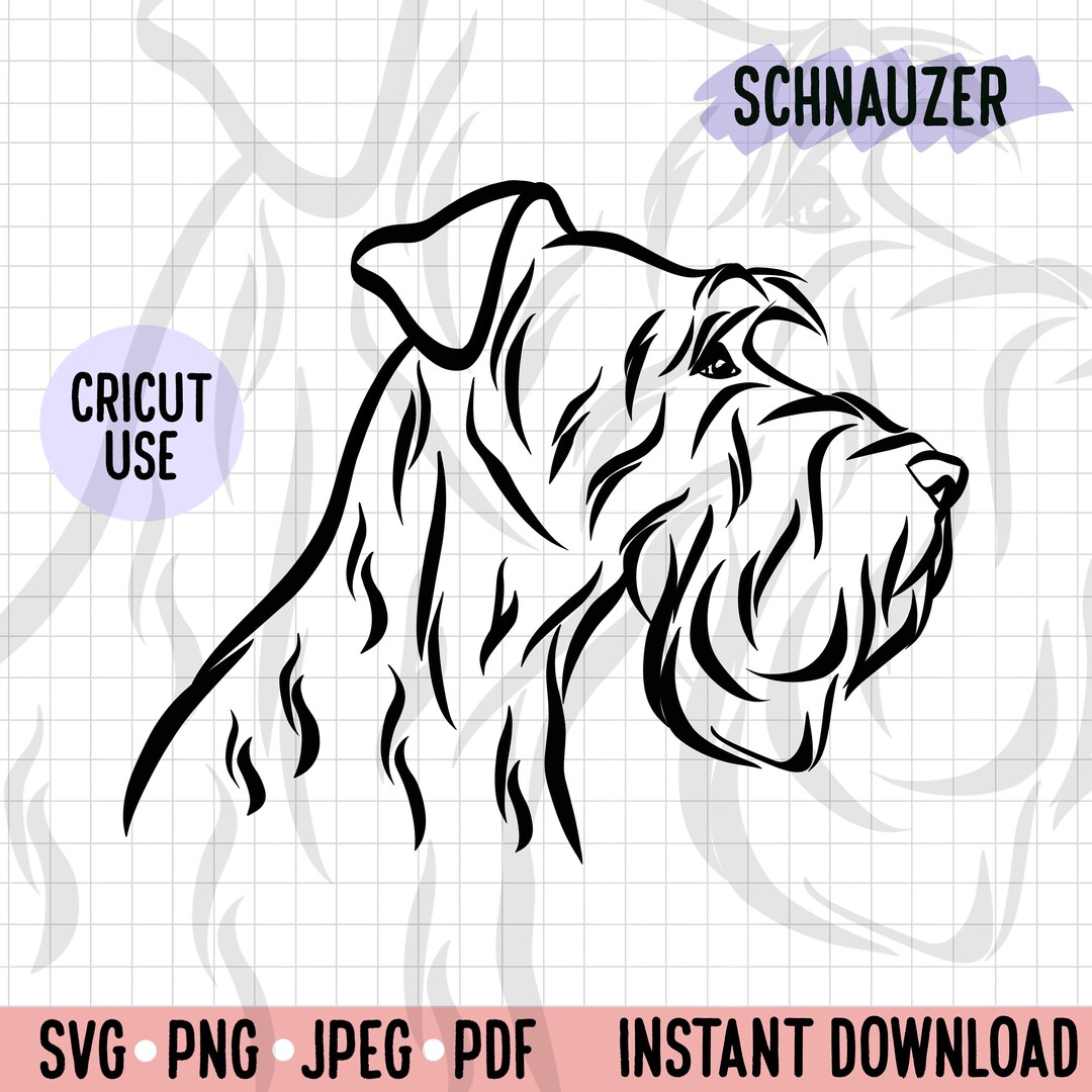 Miniature Schnauzer Side View SVG/ Schnauzer Outline Art Digital ...