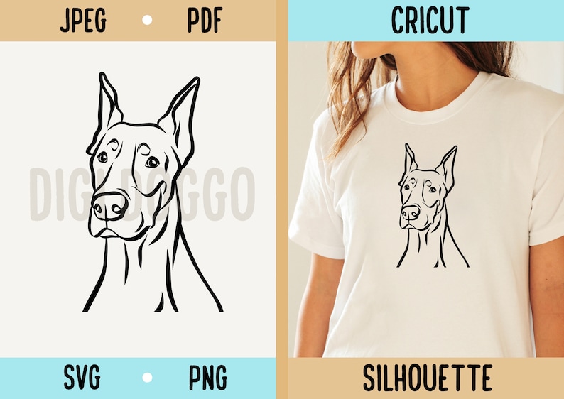 Doberman Dog Outline SVG/ Dog Breed Digital Download PNG/ - Etsy UK