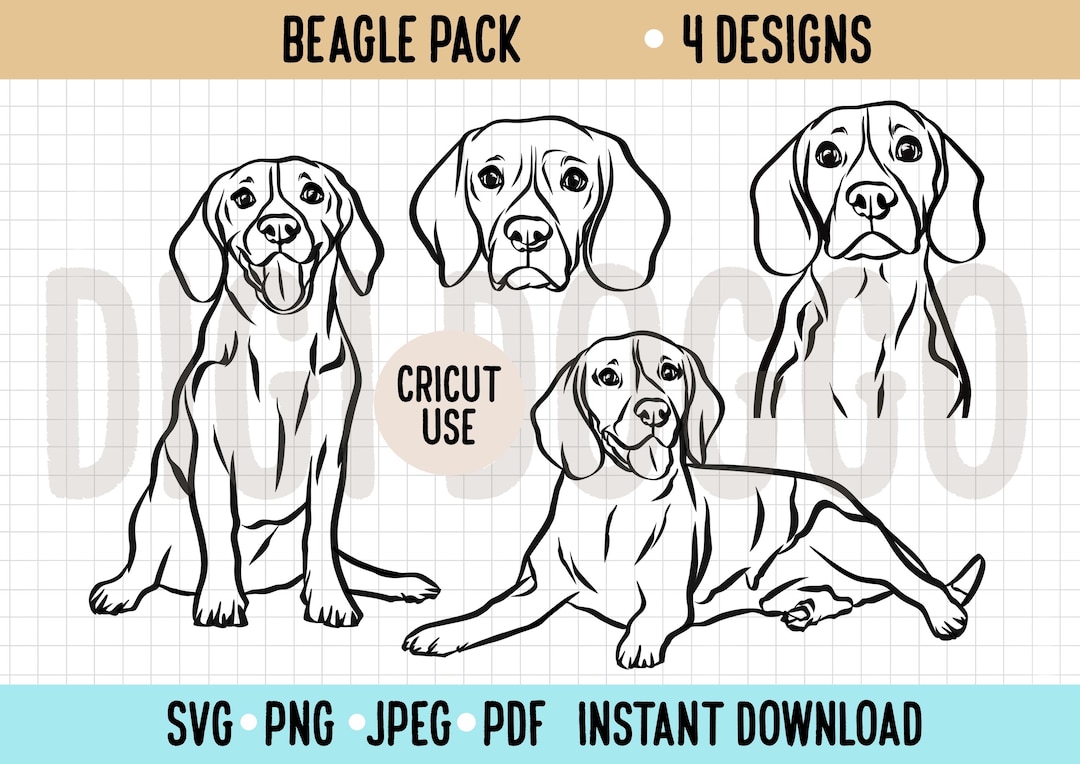 Beagle Dog Outline Svg/dog Breed Variation Line Art Drawing SVG Bundle ...