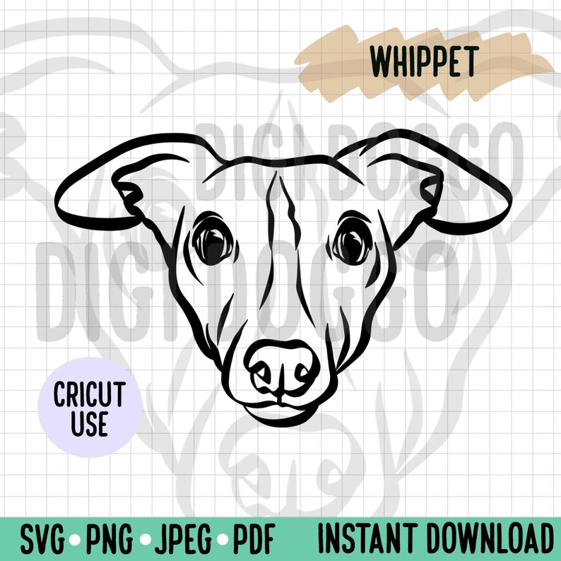 Whippet Face Outline SVG: Dog Breed Line Art (digital Download) - Etsy