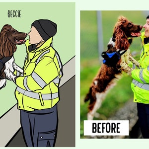 Human and Pet Digital Portrait/ Personalised Drawing From Photo/ Custom ...
