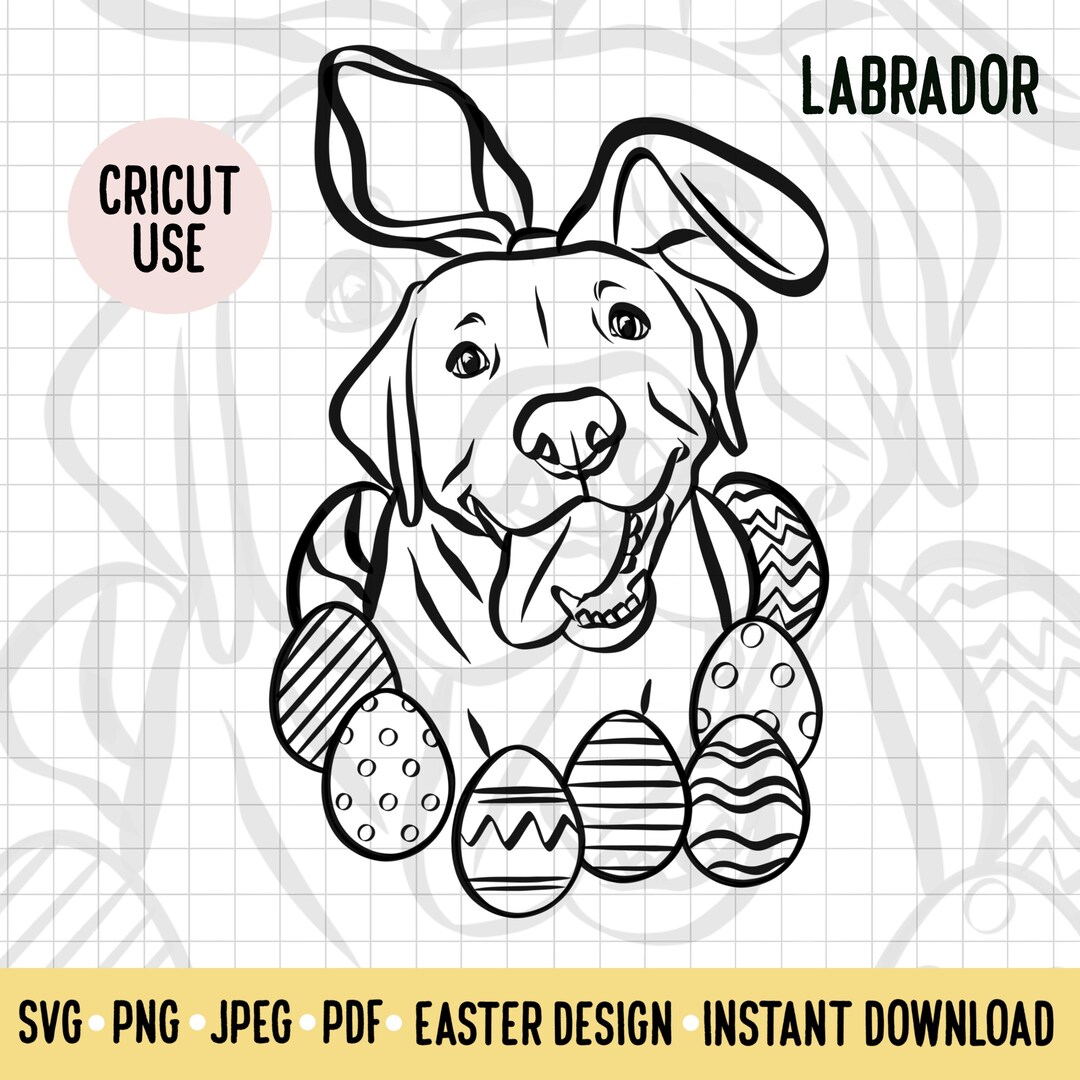 Labrador Outline SVG Easter Bunny Dog Breed Digital Download Vector ...