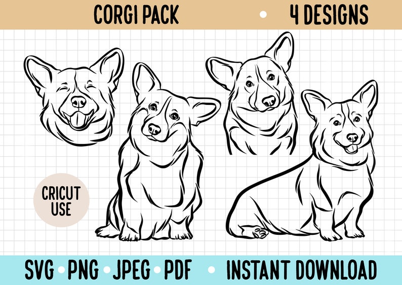 Corgi Outline Drawing SVG/ Corgi Clipart SVG Bundle/ Dog Breed - Etsy