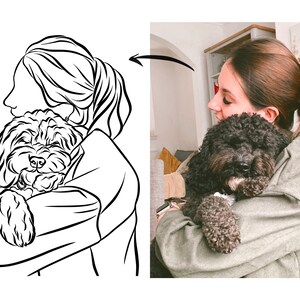 Custom Pet & Owner Outline Portrait, Minimalist Line Art (digital File ...