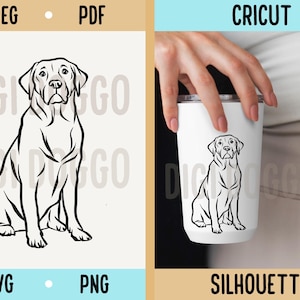 Labrador Outline SVG/ Cute Dog Line Drawing Vector Art File/ Cricut ...