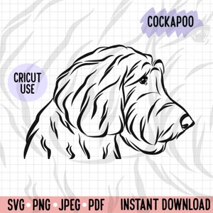 Cockapoo Side View Outline PNG/ Dog Breed Line Drawing SVG/ Cockapoo ...