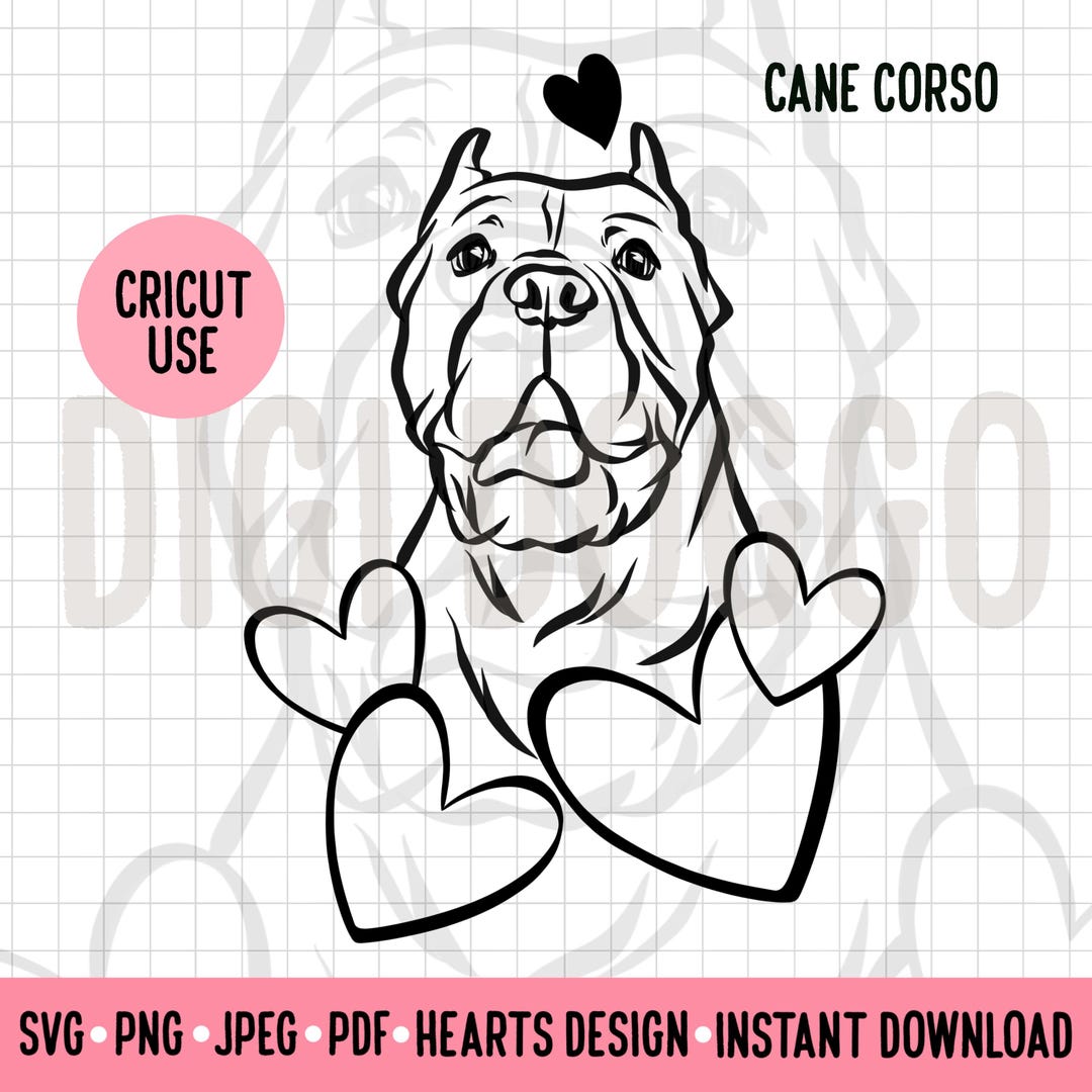 Cane Corso Love Outline SVG Valentines Dog Line Portrait Cane Corso ...