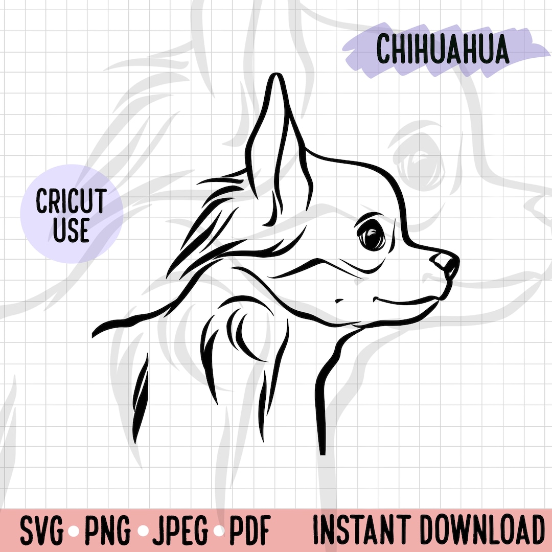 Chihuahua Side View Outline SVG/ Dog Line Portrait Clipart/ Chihuahua ...