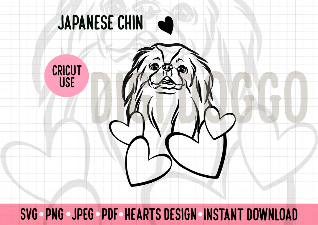 Japanese Chin Valentines SVG: Dog Line Portrait (digital Download ...