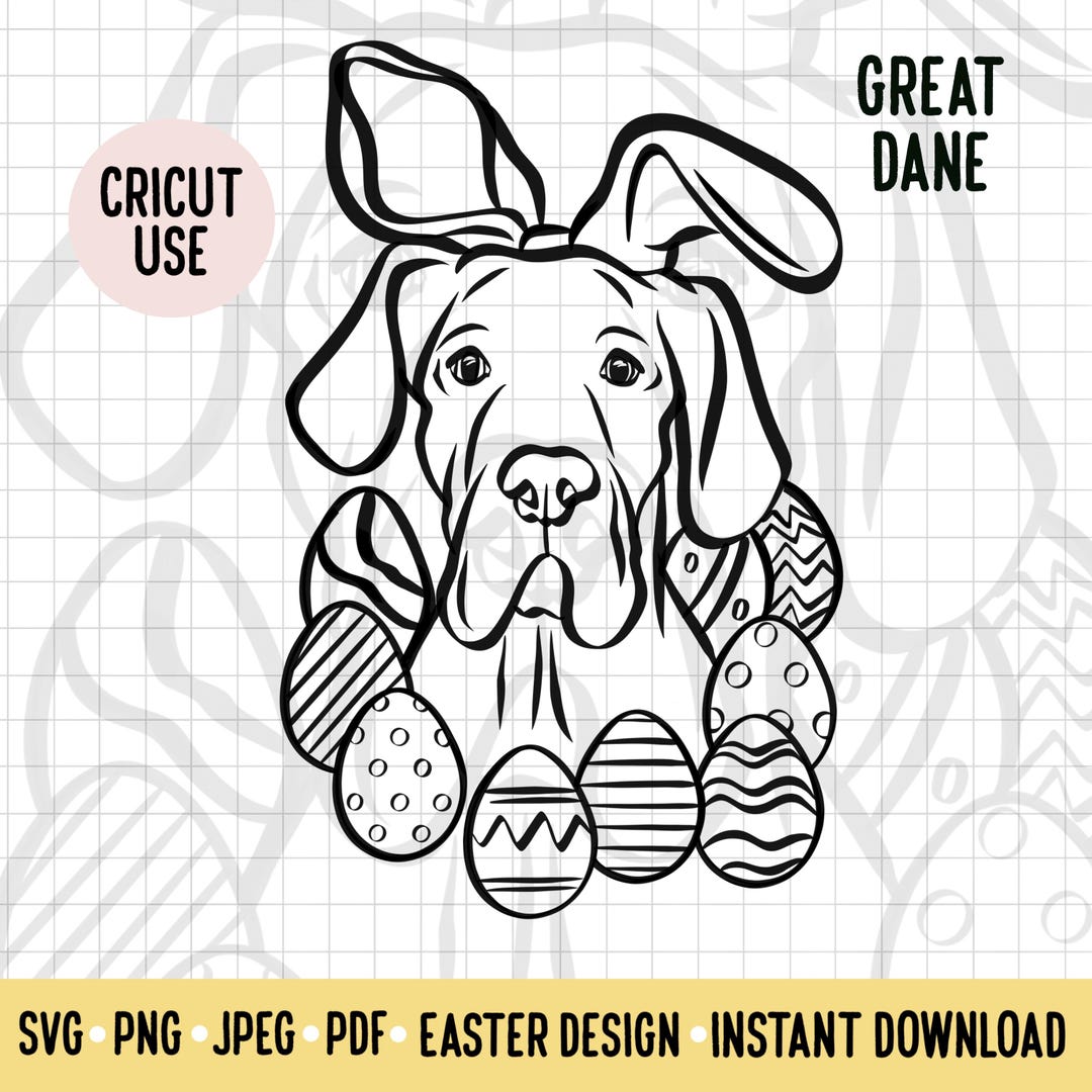 Great Dane Easter Bunny Ears SVG: Dog Outline Art (digital Download) - Etsy