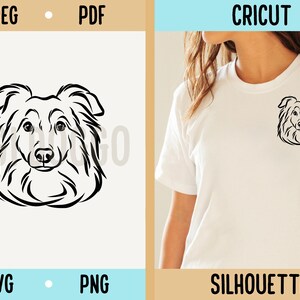Sheltie Outline SVG/ Cute Sheltie Dog Breed Vector Graphic Illustration ...
