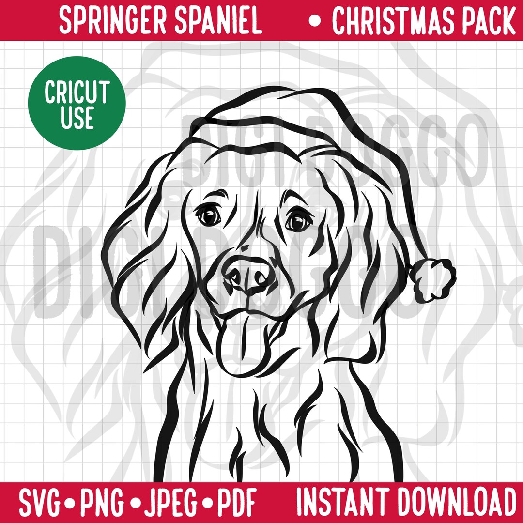 Springer Spaniel Dog Christmas Svg/springer Spaniel Breed Line Portrait ...