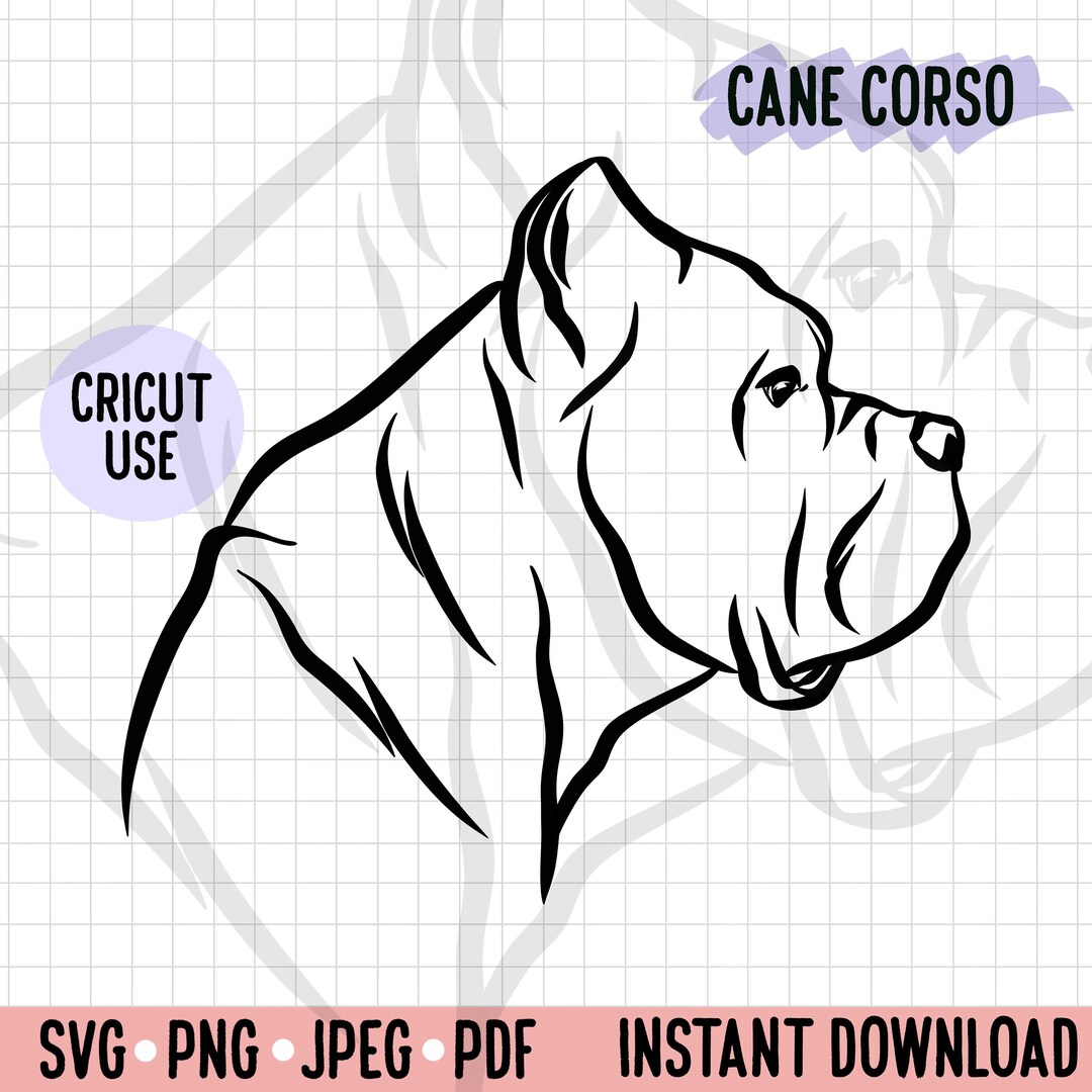 Cane Corso Portrait SVG: Dog Breed Outline Clipart (digital Download ...
