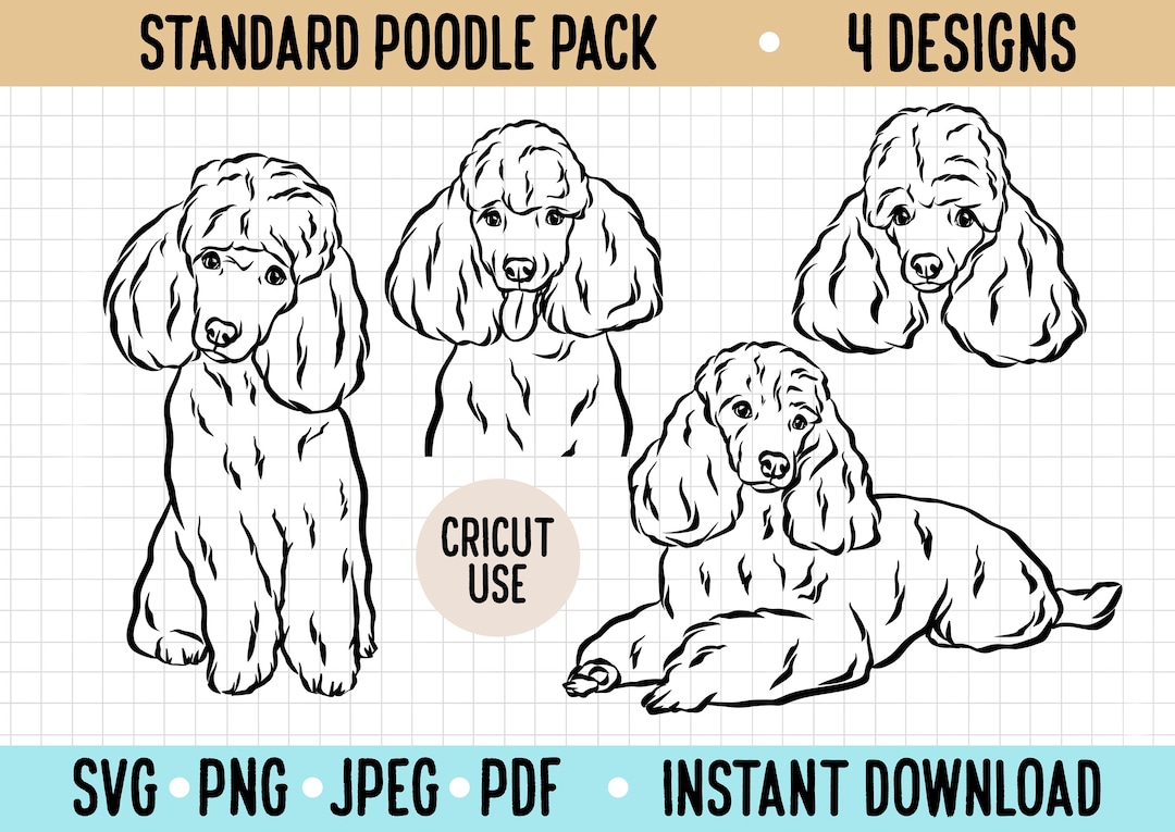 Poodle Outline SVG/ Cute Poodle Face Dog Vector Graphic Illustration ...