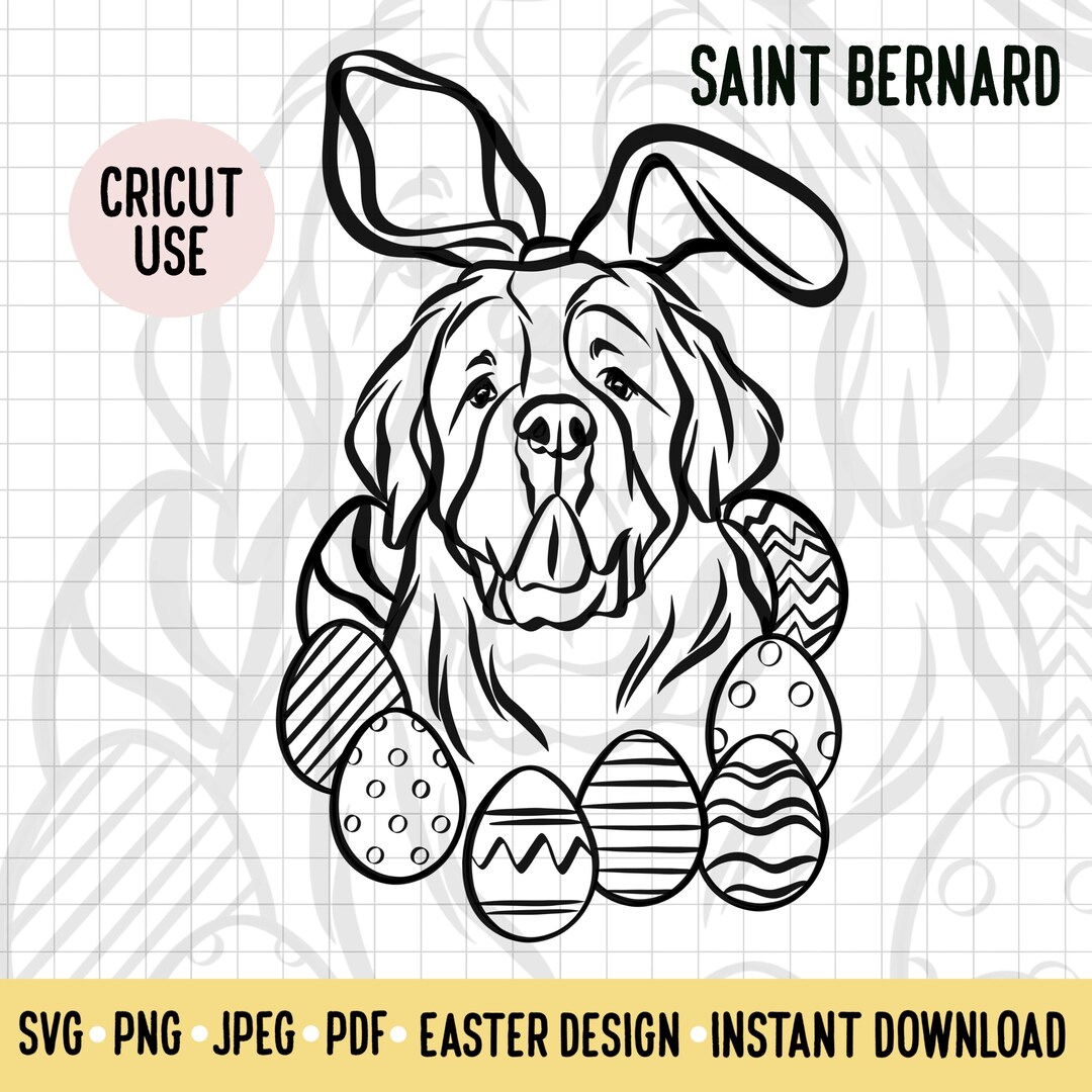 Saint Bernard Outline SVG Easter Bunny Dog Breed Digital Download ...