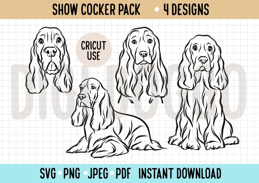 Show Cocker Spaniel Outline Svg/cute Dog Line Drawing Vector Art File ...