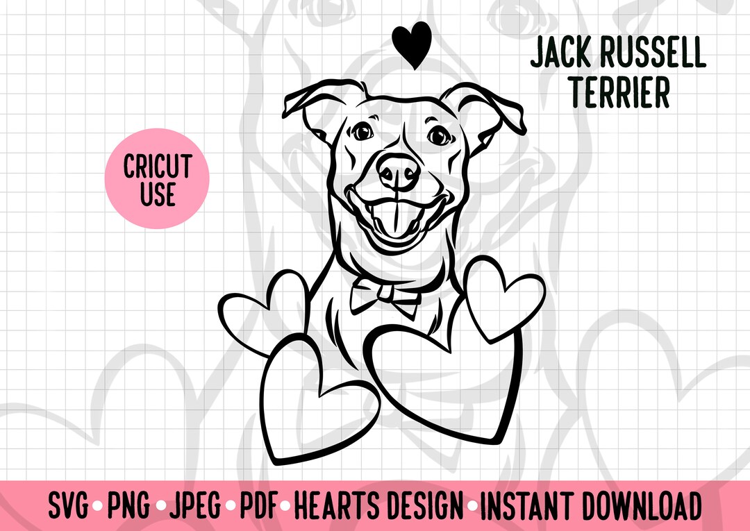 Jack Russell Terrier Outline SVG/ Valentines Dog Clip Art/ Dog Breed ...
