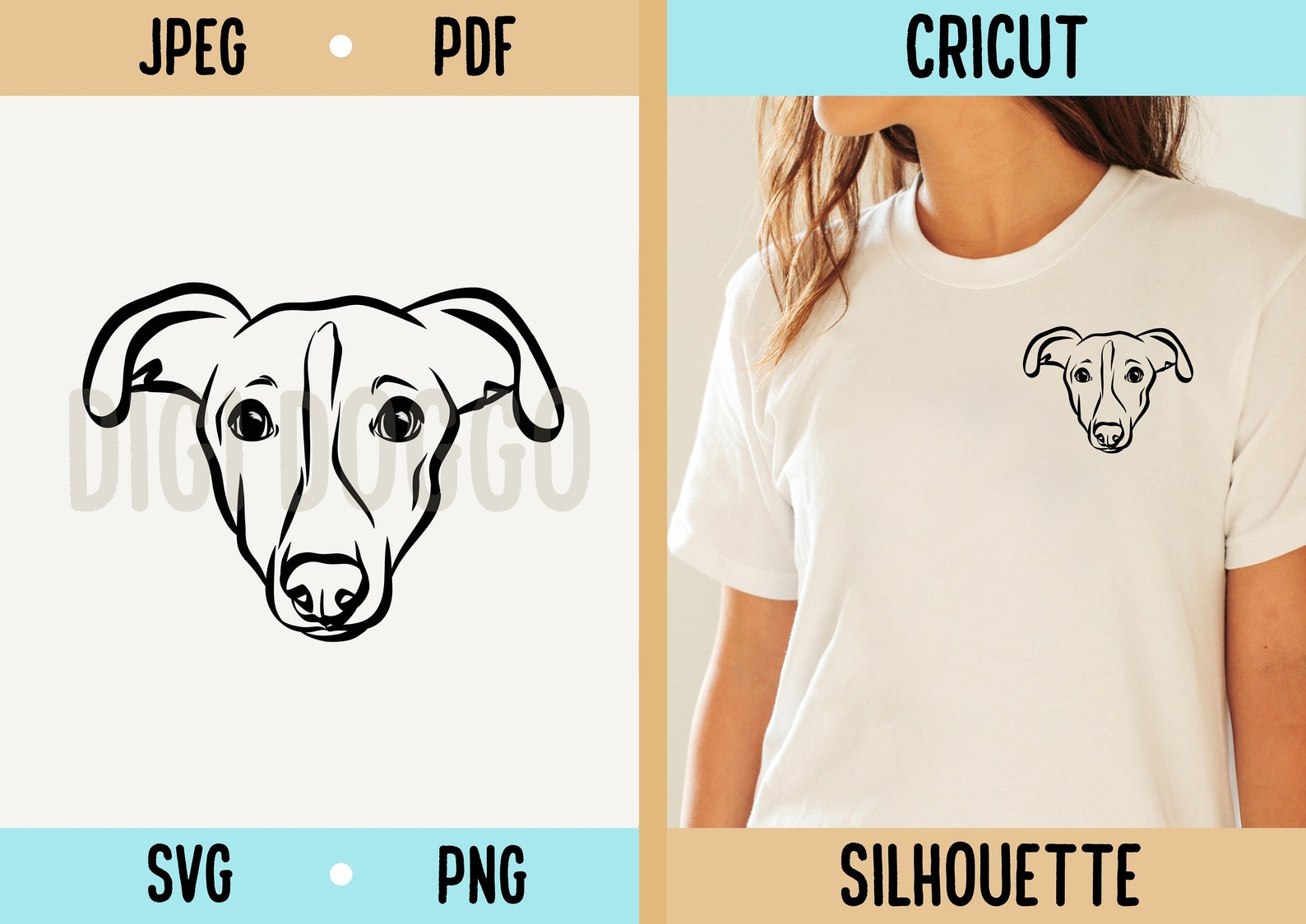 Whippet Greyhound Outline SVG: Dog Line Drawing Vector (digital ...