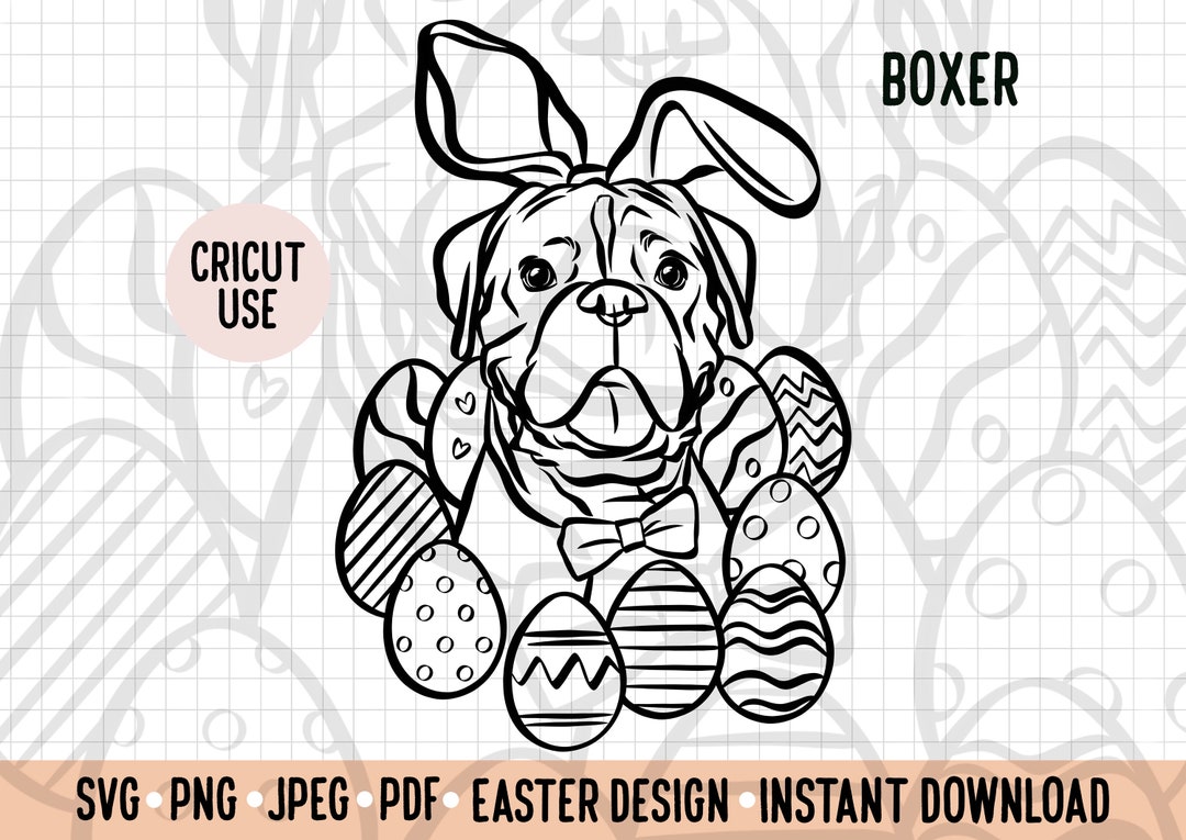 Boxer Dog Easter Bunny Outline SVG (png, Pdf, Jpeg) Digital Download - Etsy