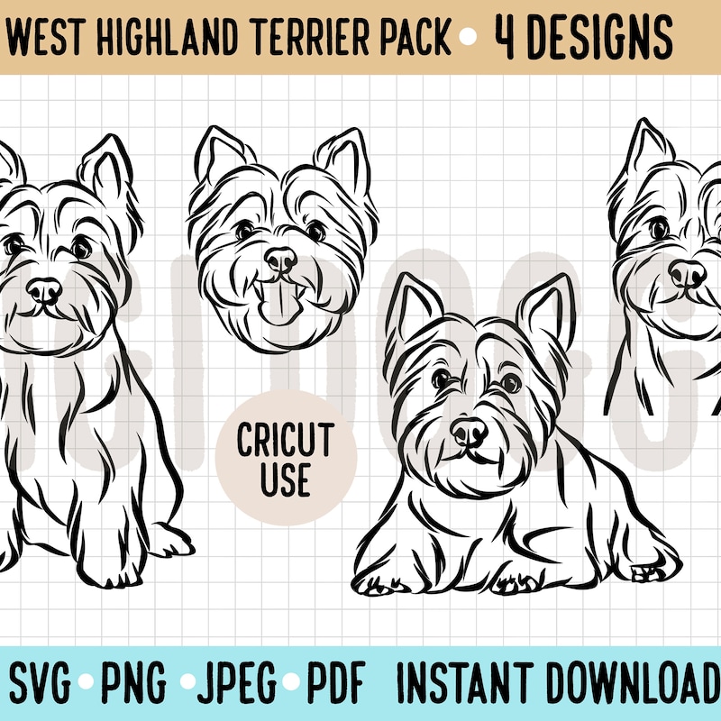 Westie Outline - Etsy