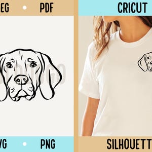 Hungarian Vizsla Outline SVG/ Vizsla Face Line Art Vector File/ Dog ...